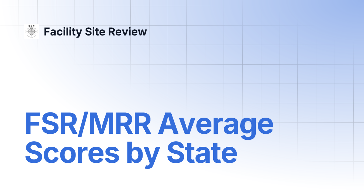 FSR/MRR Average Scores by State | Facility Site Review