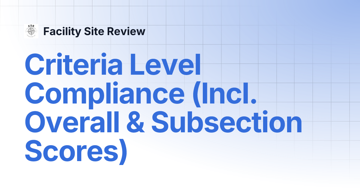 Criteria Level Compliance (Incl. Overall & Subsection Scores ...
